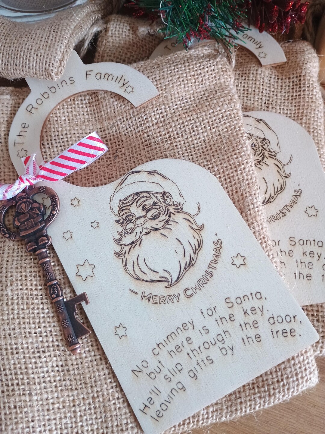 Santa Stop Here Door Hanger – Laser Engraved Wooden Christmas ...