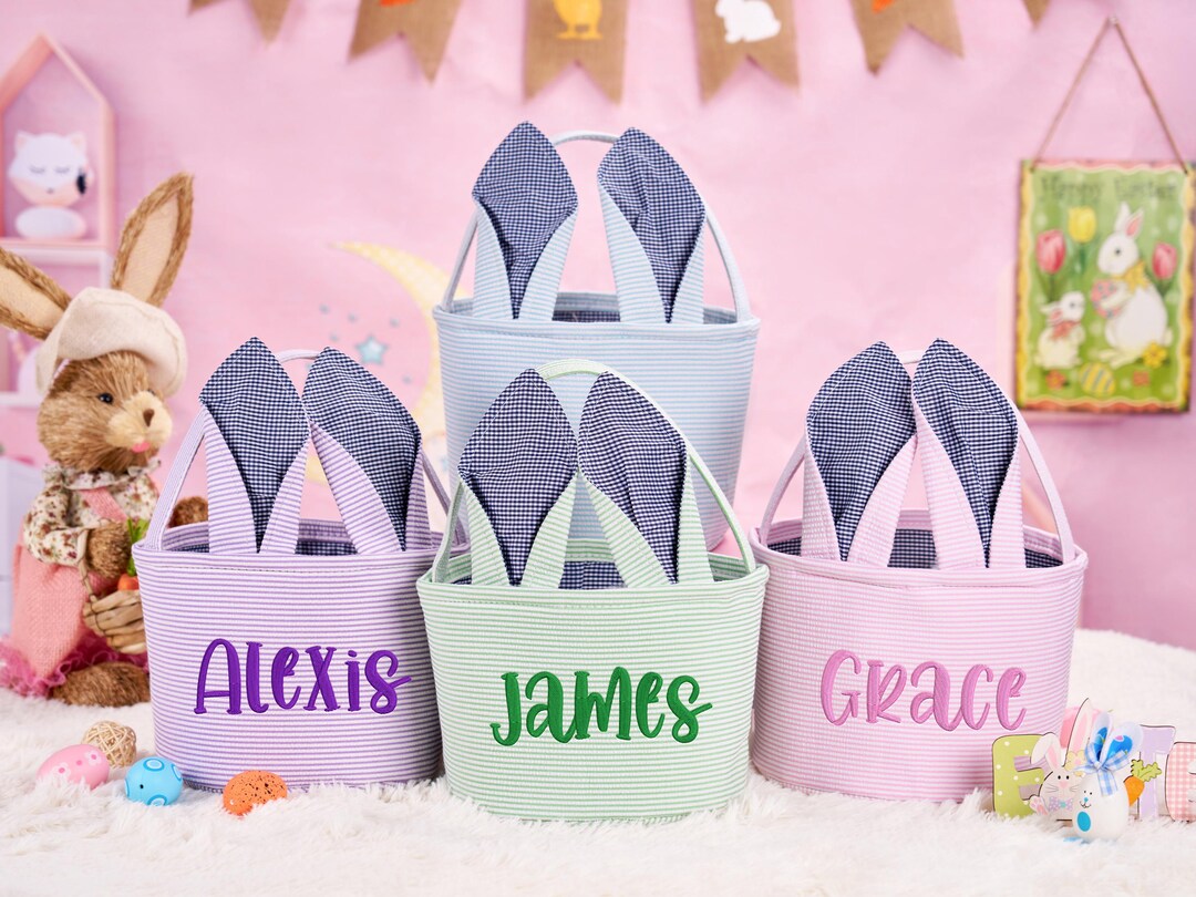 Personalized Easter Bunny Basket,custom Name Baby Basket,easter Gift ...