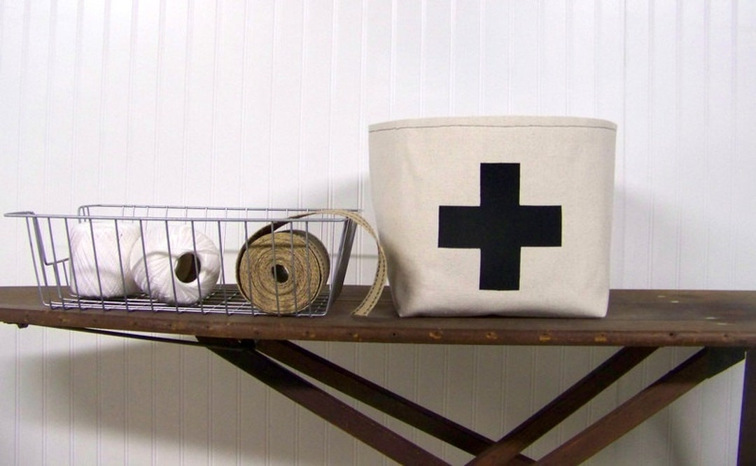 Swiss Cross Canvas Basket - Etsy
