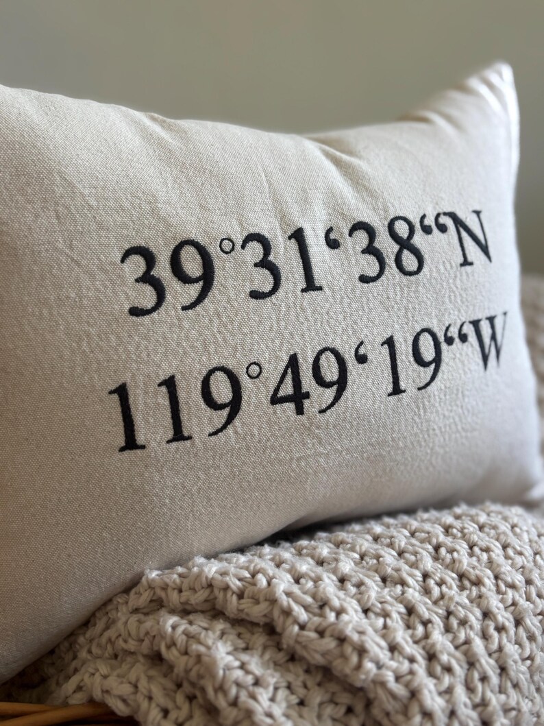 Personalized Coordinates Pillow - You Choose the Location! - Etsy