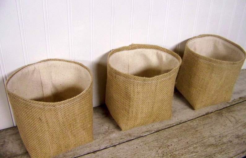 Set of 3 Plain Burlap Baskets - Etsy
