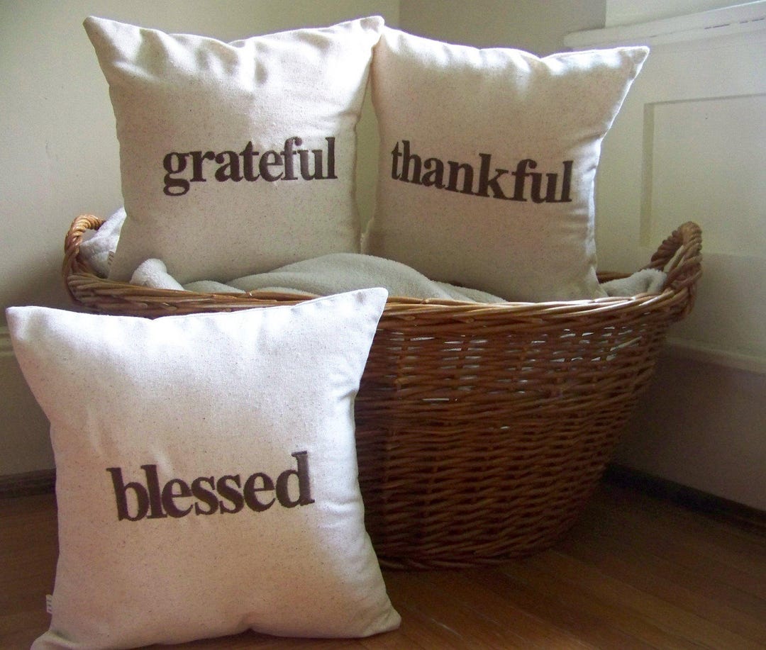 Set of 3 Grateful Thankful Blessed Pillows - Etsy