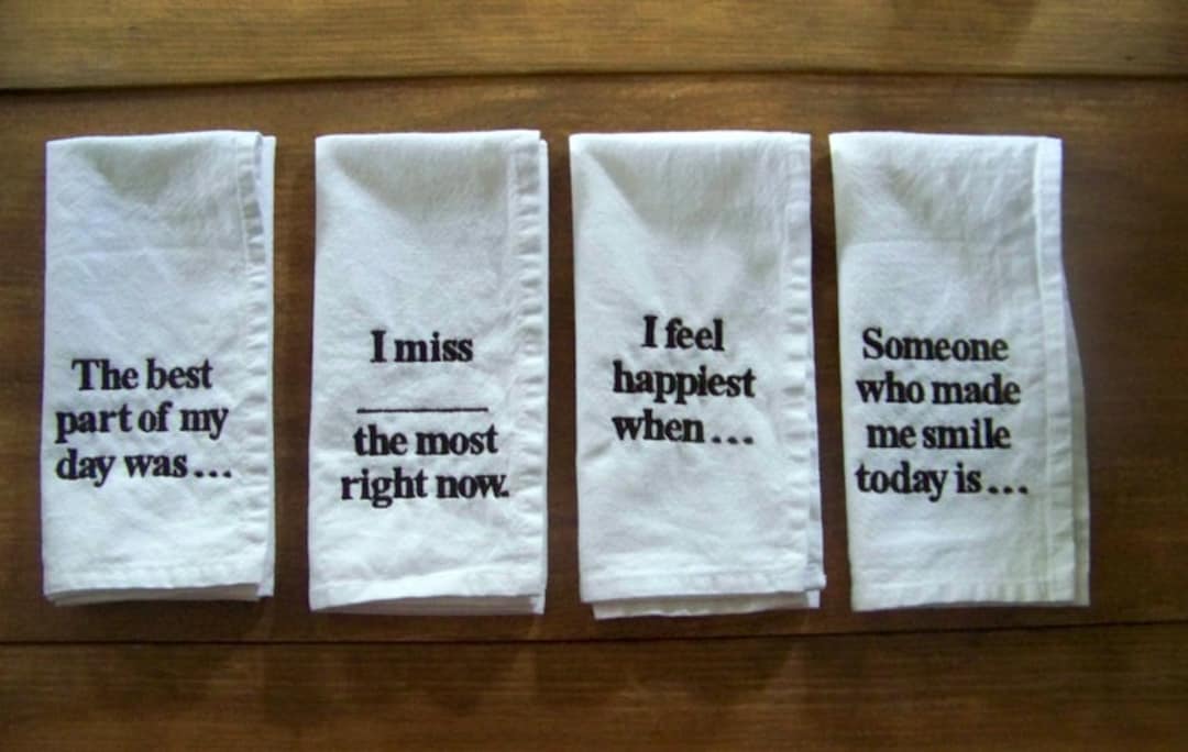 Set of 4 Conversation Napkins - You Choose the Prompts! - Etsy