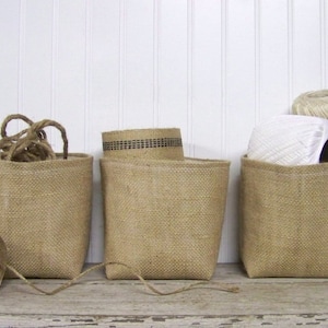 Set of 3 Plain Burlap Baskets - Etsy