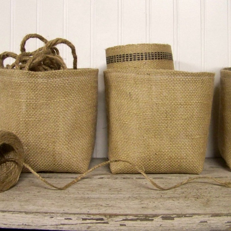 Burlap Bucket - Etsy