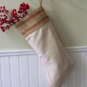 Red Stripe Jute Stocking Personalized Christmas Decoration Natural ...