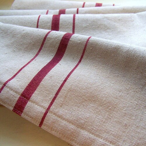 Grain Sack Fabric Red Stripe - Etsy