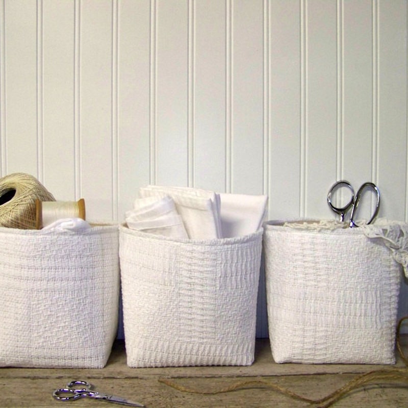 White Basket - Etsy