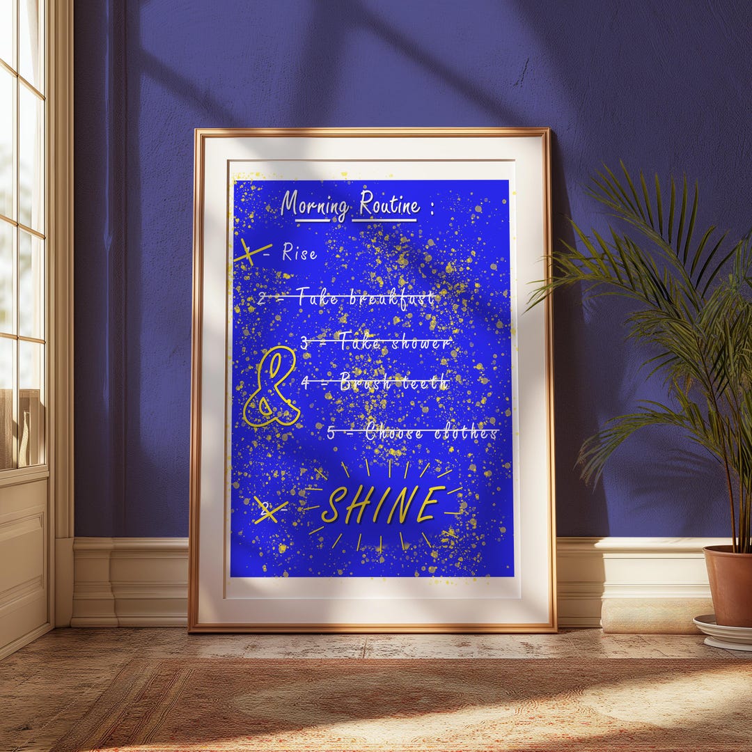 Rise and Shine Poster Morning Routine, in Vivid and Modern Colors Wall ...