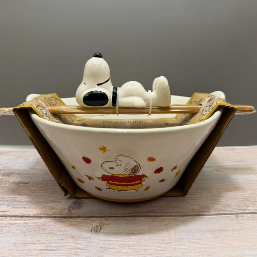 Peanuts Rae Dunn Autumn Bowl With Chopsticks, Featuring Snoopy - Etsy