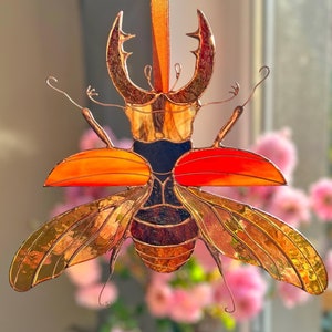 Stag Beetle Stained Glass Window Hangings / Custom Stained Glass Wall ...