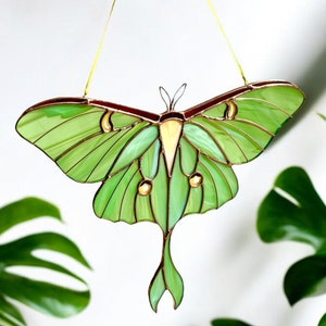 Luna Moth Stained Glass Window Hangings / Butterfly Artwork / Christmas ...