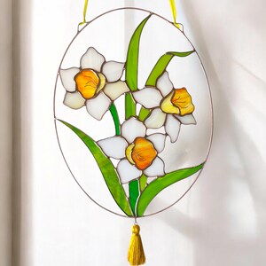 Birth Month Flower Stained Glass Panel / Fathers Day Gift / Birth ...