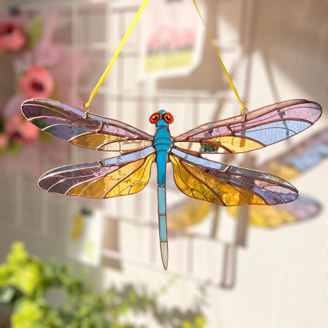 Libelle Glasmalerei Fensterbehang / Fensterdeko / Libelle Geschenke / Glasmalerei ...