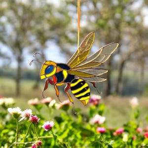 Wasp Custom Stained Glass Window Hangings / Glass Yard Art / Mother Day ...