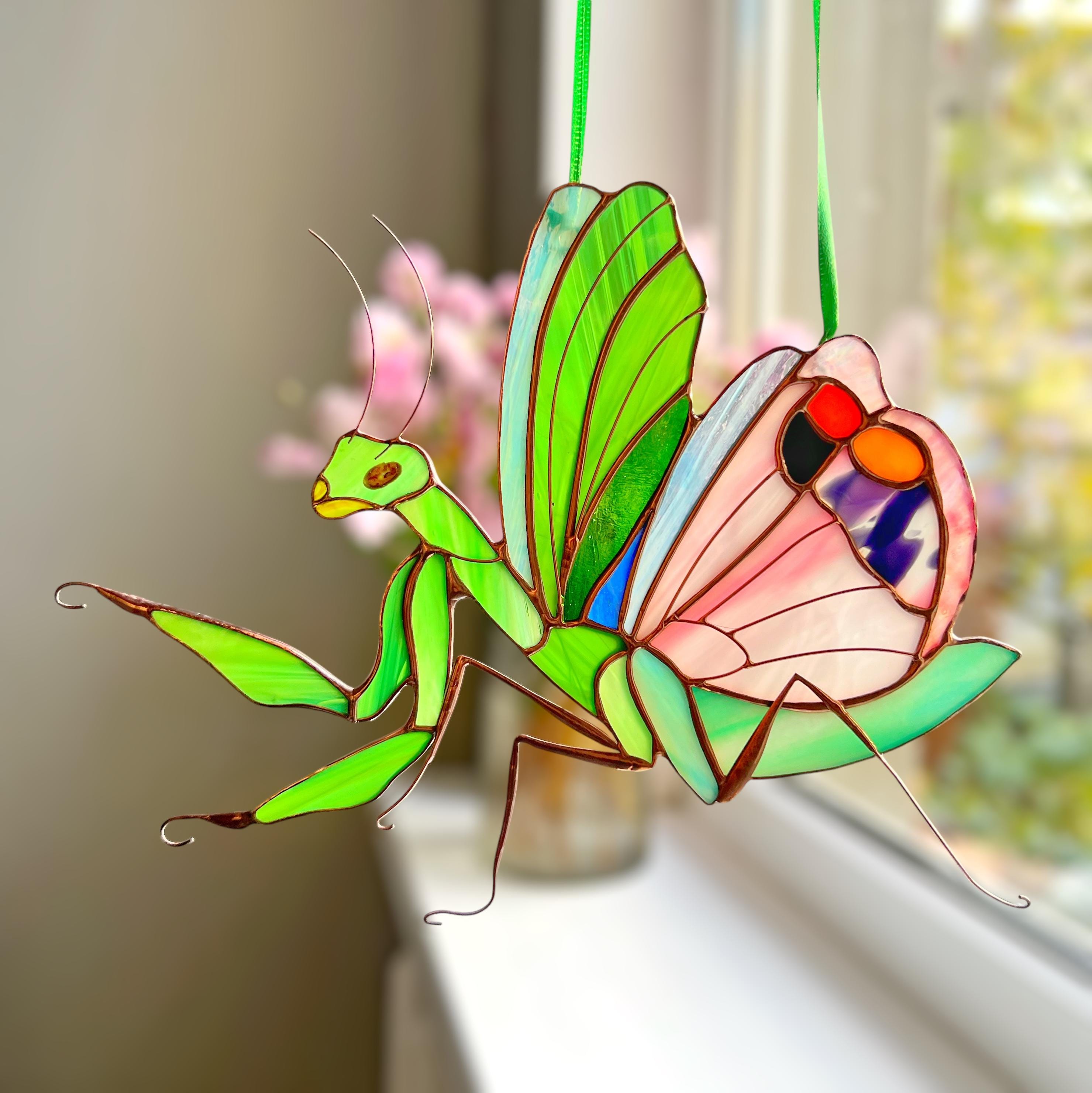Praying Mantis Stained Glass Window Hangings / Light Catcher / Mantis ...