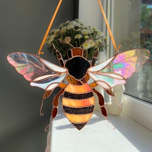 Honey Bee Stained Glass Window Hangings / Gardening Gifts for Grandma ...