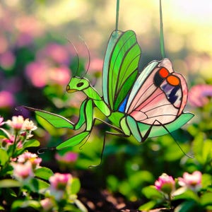 Praying Mantis Stained Glass Window Hangings / Light Catcher / Mantis ...
