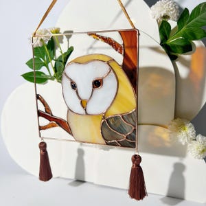 Barn Owl Stained Glass Window Hangings / Barn Owl Barn Owl Wall Art ...