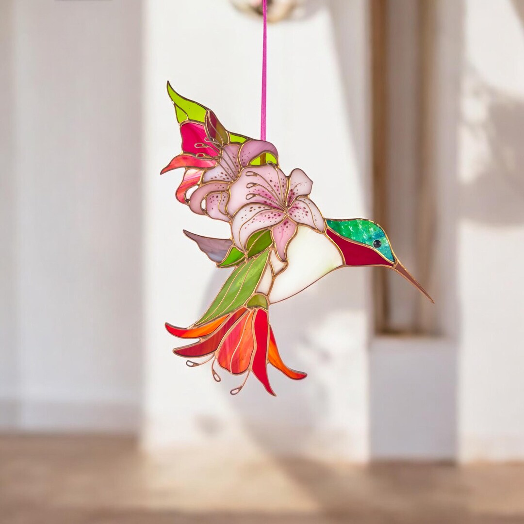 Hummingbird Stained Glass Window Hangings / Hummingbird Suncatcher ...
