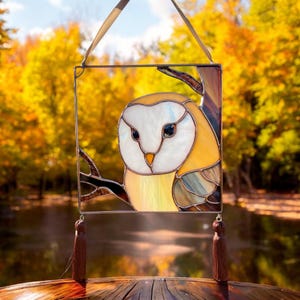 Barn Owl Stained Glass Window Hangings / Barn Owl Barn Owl Wall Art ...