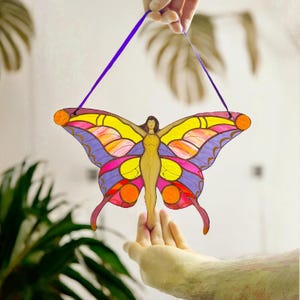 Butterfly Stained Glass Panel / Christmas Gifts / Female Body Stained ...