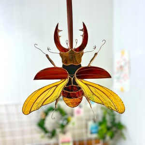 Stag Beetle Stained Glass Window Hangings / Custom Stained Glass Wall ...