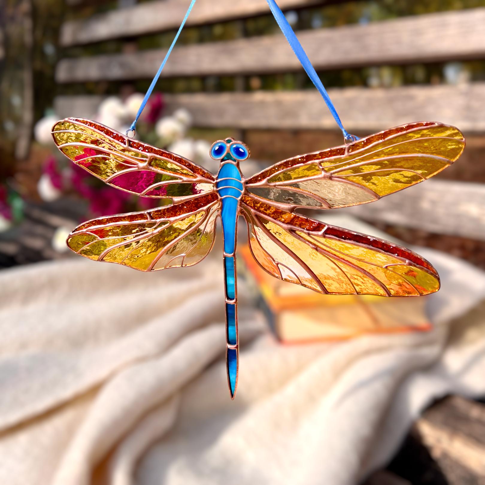 Dragonfly Stained Glass Wall Decor Panel for Sunlit Interiors - Etsy