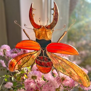 Stag Beetle Stained Glass Window Hangings / Custom Stained Glass Wall ...