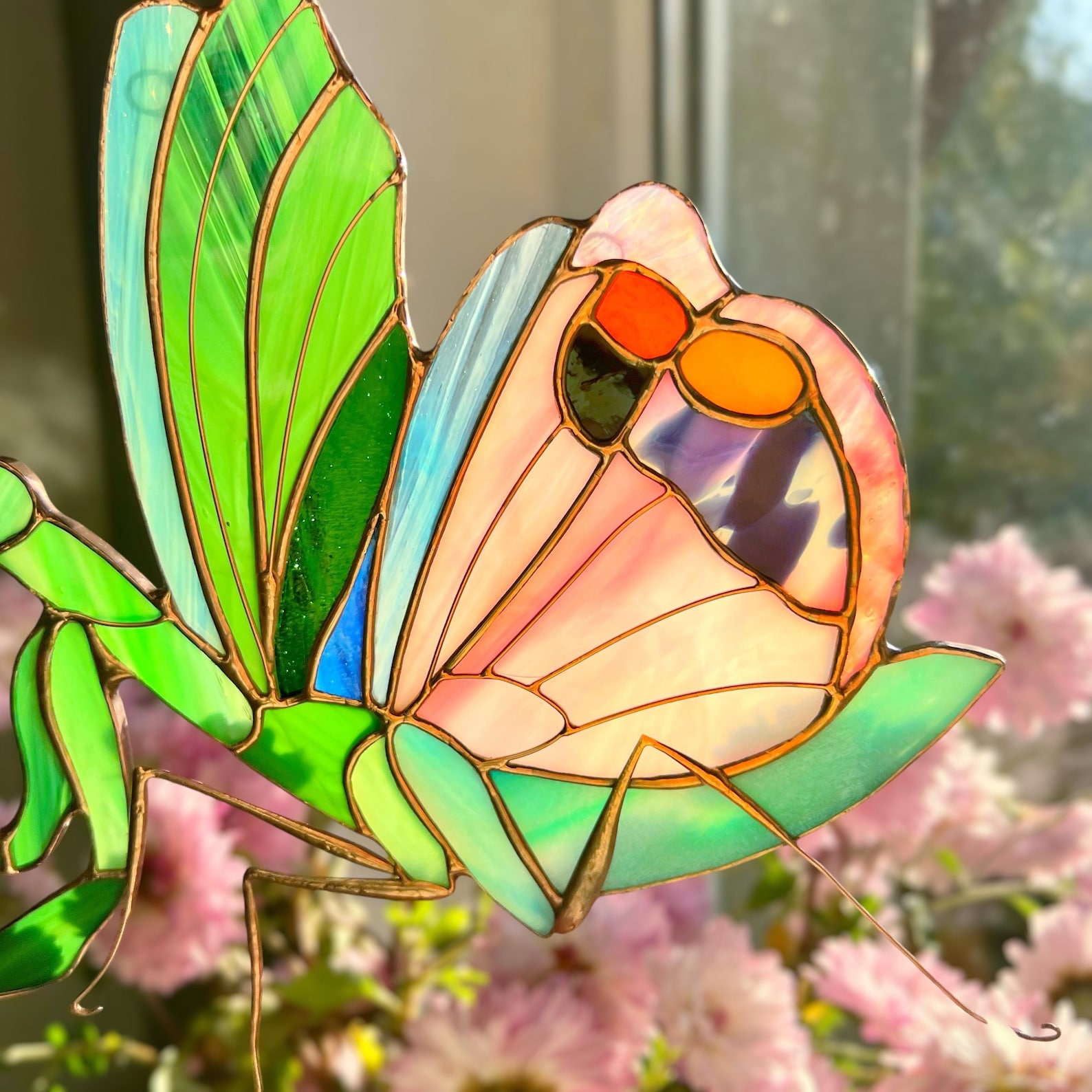 Praying Mantis Stained Glass Window Hangings / Light Catcher / Mantis ...