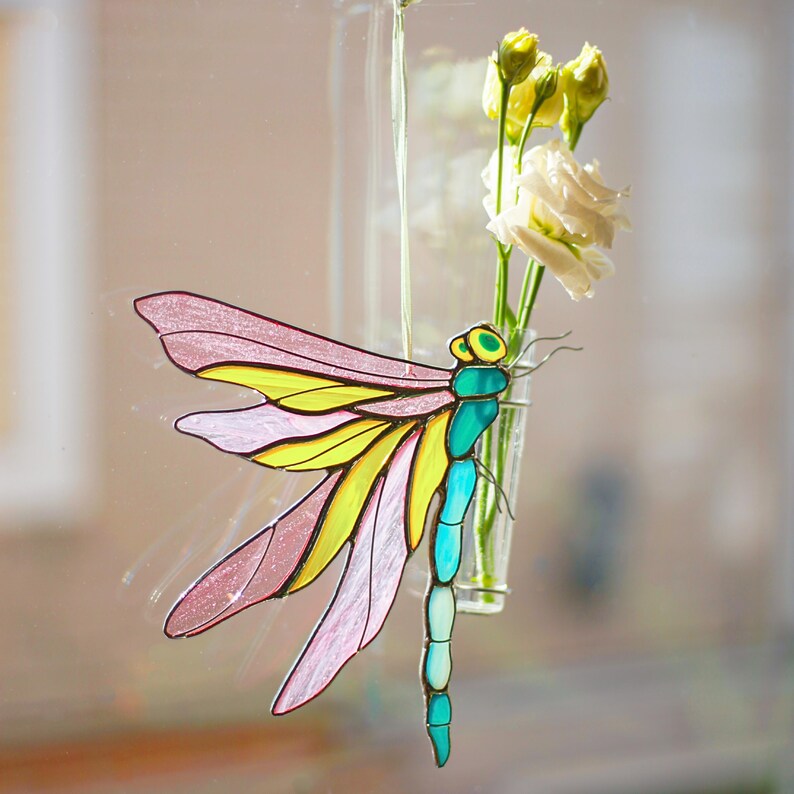 Dragonfly Stained Glass Sun Catcher / Gift for Yourself / Insect ...