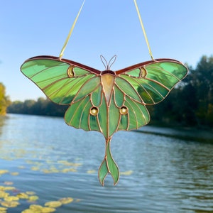 Luna Moth Stained Glass Window Hangings / Butterfly Artwork / Christmas ...