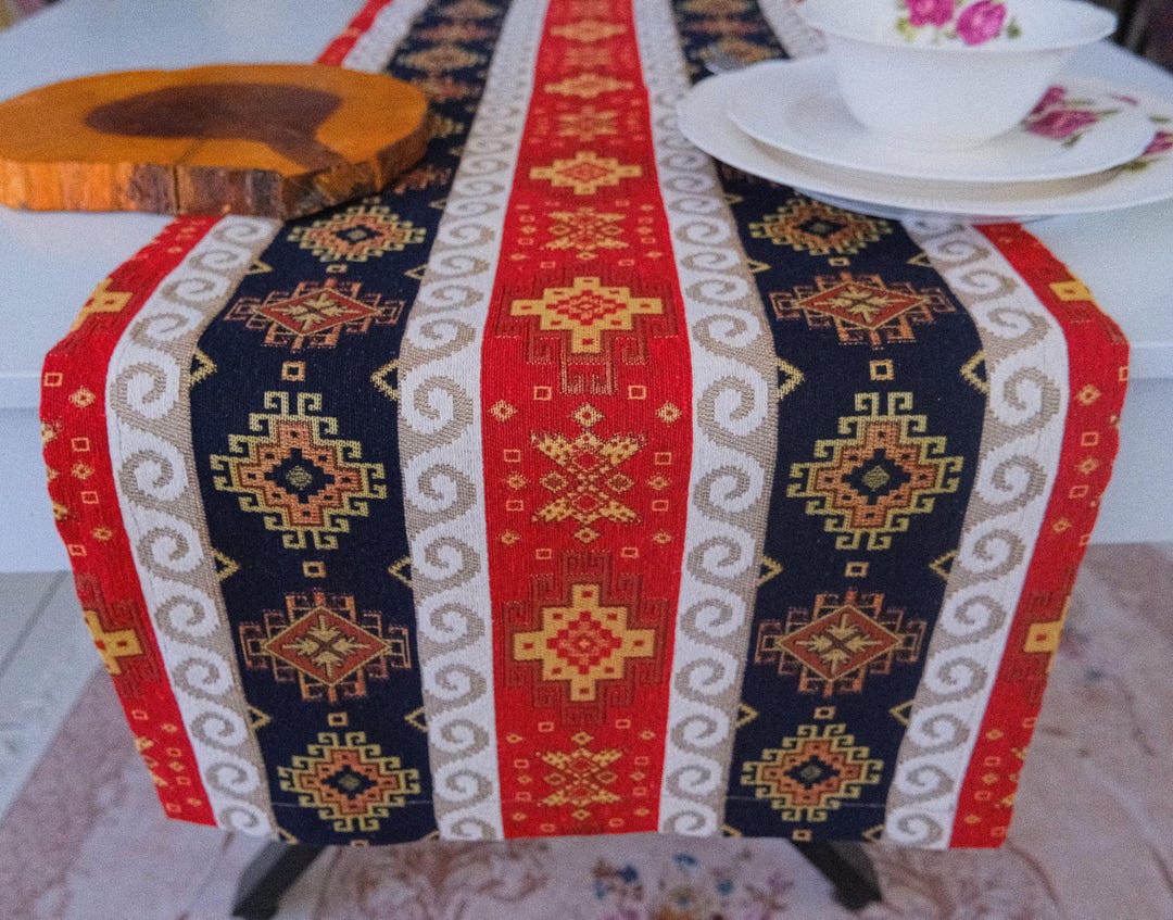Vintage Turkish Kilim Table Runner: Abstract Tribal Boho Decor - Etsy