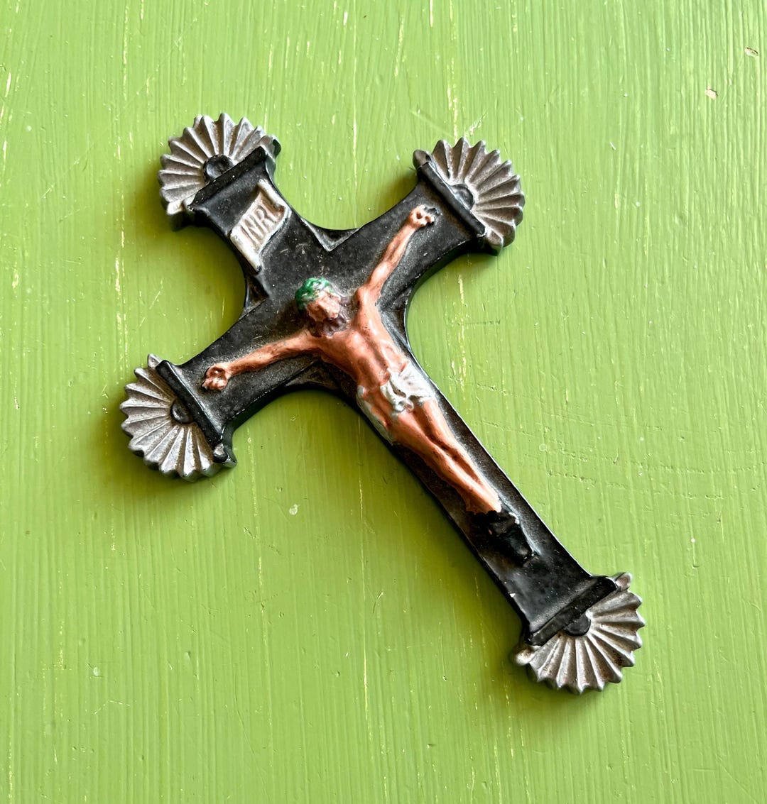Cast Iron Crucifix With Jesus on the Cross, Hand Painted - Etsy