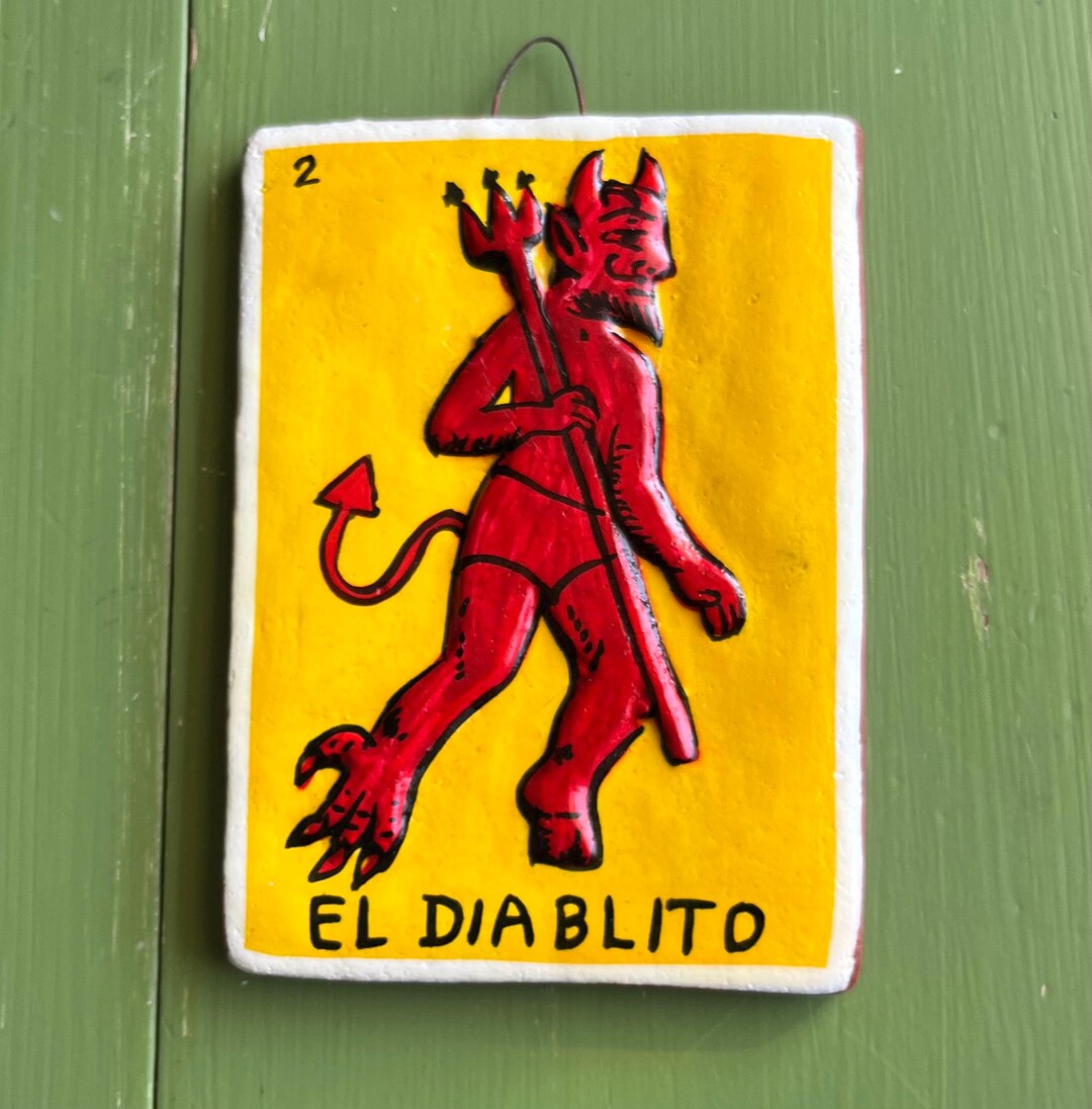 El Diablito Little Devil Hand-made Red Clay, Loteria Mexican Card Game ...