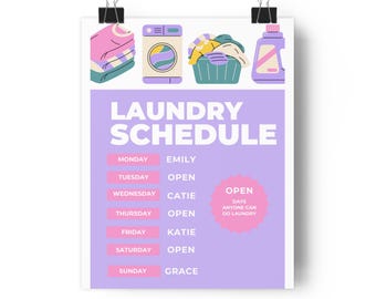 Editable Laundry Schedule Printable - Etsy