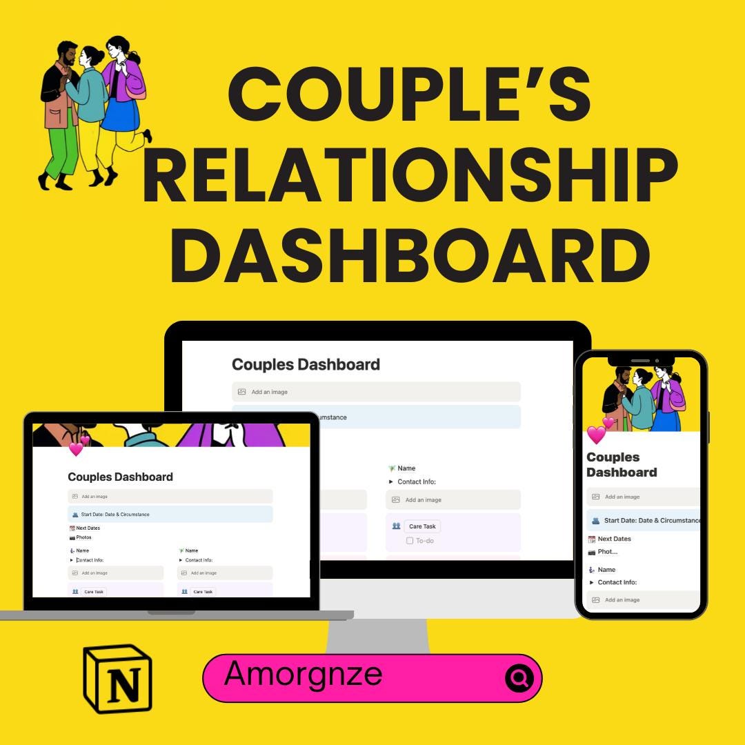 Couple's Relationship Dashboard, Journal, Private App, Notion Template ...
