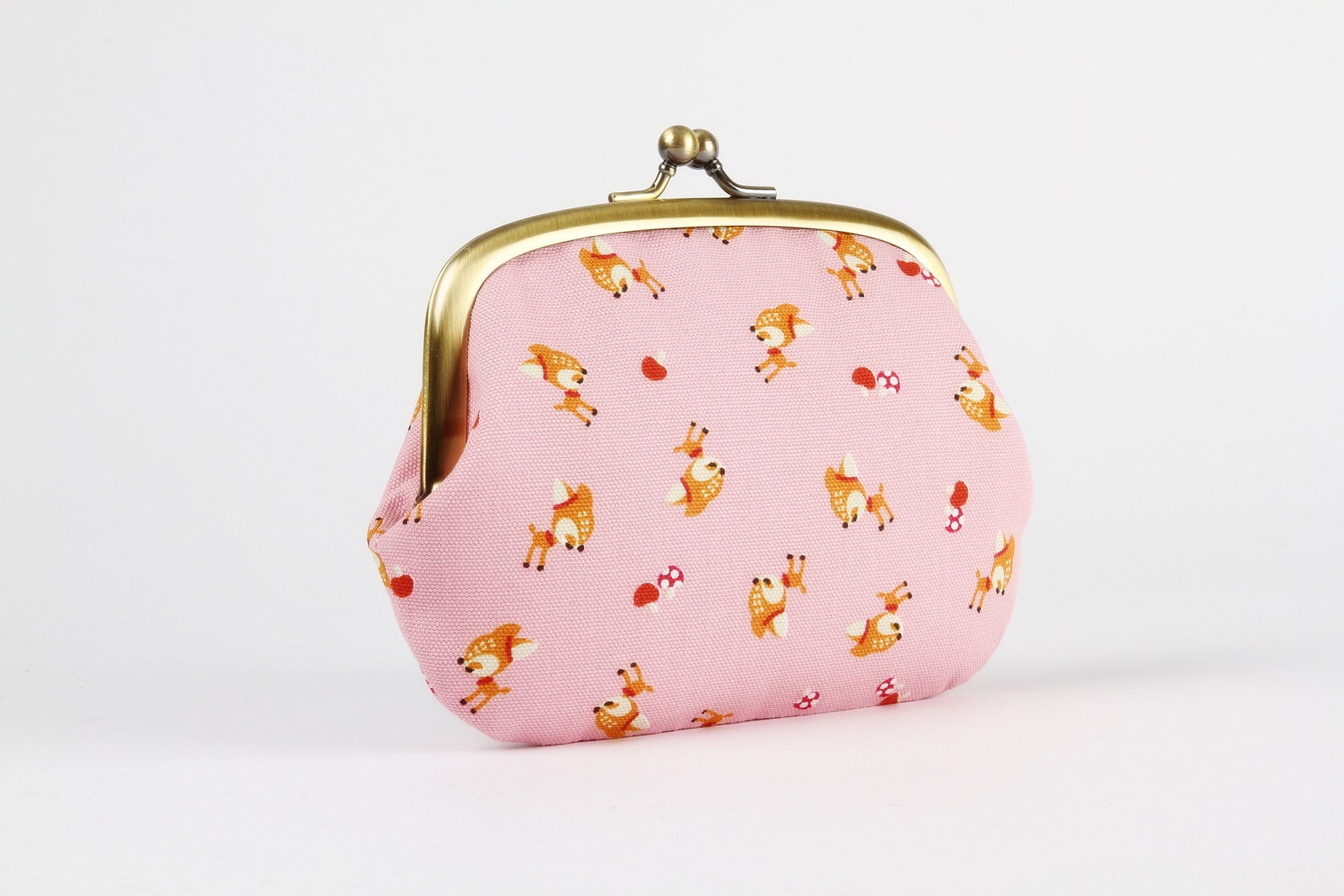 Metal Frame Purse With Two Sections - Tiny Fawns in Pink - Pop up ...