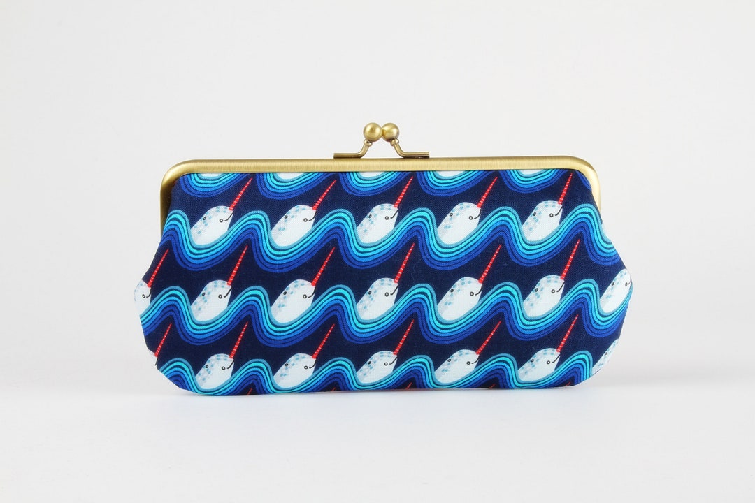 Eyeglass Frame Purse - Mystical Narwhal Navy- Long Purse / Eyeglass ...