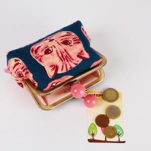 Kiss Lock Fabric Wallet With Color Bobble - Meow Meow in Galaxy Blue ...