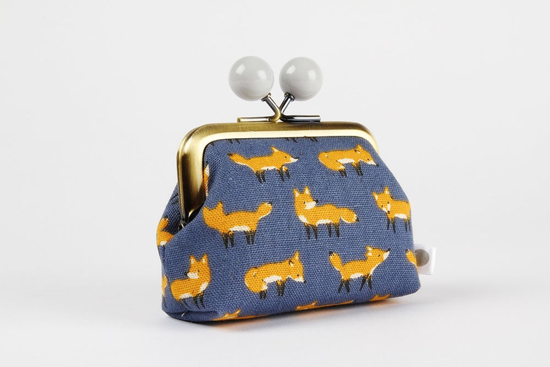 Metal Frame Coin Purse With Color Bobbles - Little Foxes in Gray ...
