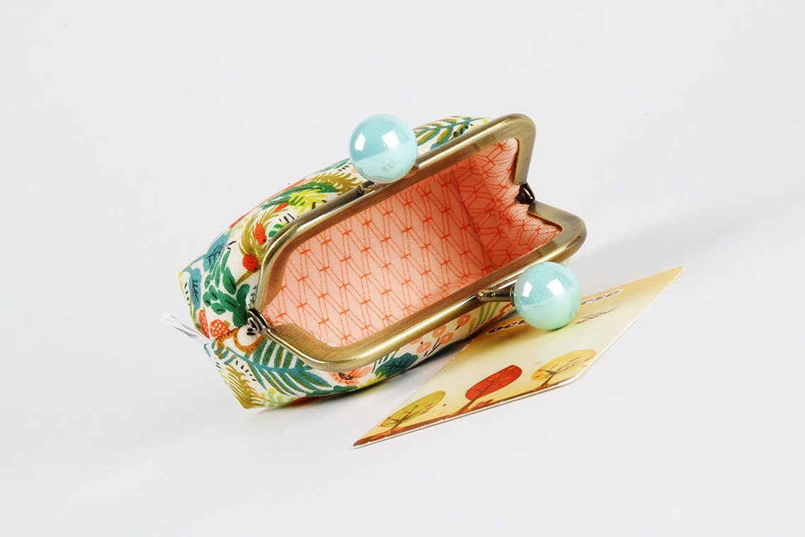 Metal Frame Coin Purse With Color Bobbles Jungle Natural - Etsy