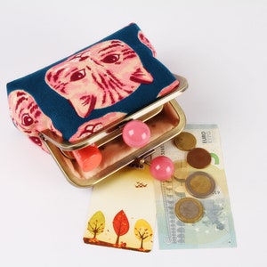 Kiss Lock Fabric Wallet With Color Bobble - Meow Meow in Galaxy Blue ...