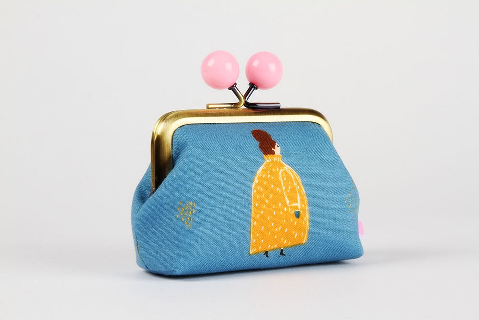 Metal Frame Coin Purse With Color Bobbles Coat Ladies Denim | Etsy