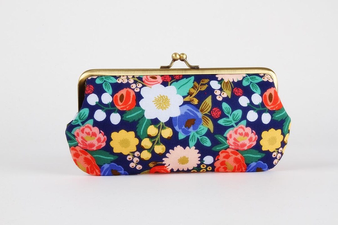 Eyeglass Frame Purse - Vintage Blossom in Navy - Long Purse / Eyeglass ...