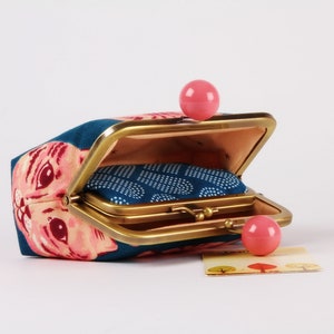 Kiss Lock Fabric Wallet With Color Bobble - Meow Meow in Galaxy Blue ...