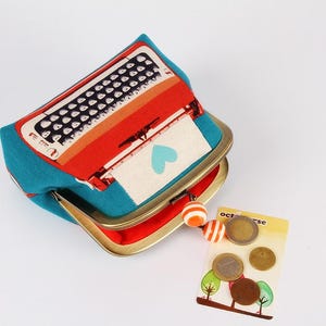 Metal Frame Clutch Bag - Typewriter in Blue - Color Bobble Purse ...