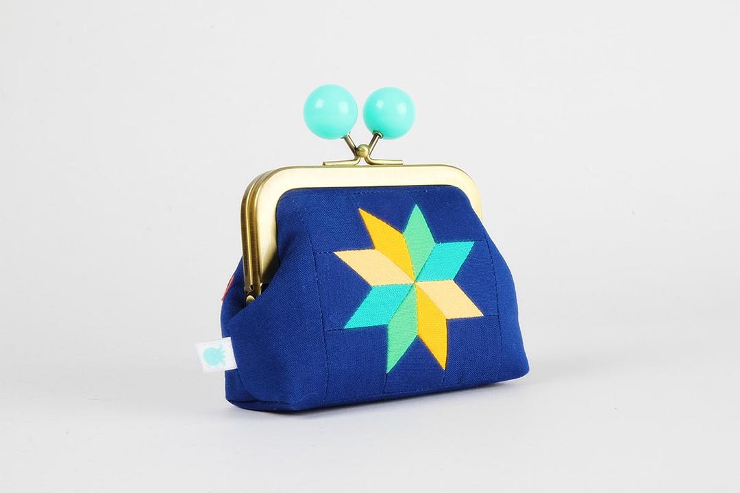 Metal Frame Coin Purse With Color Bobble - Patchwork Lone Star in Cold ...