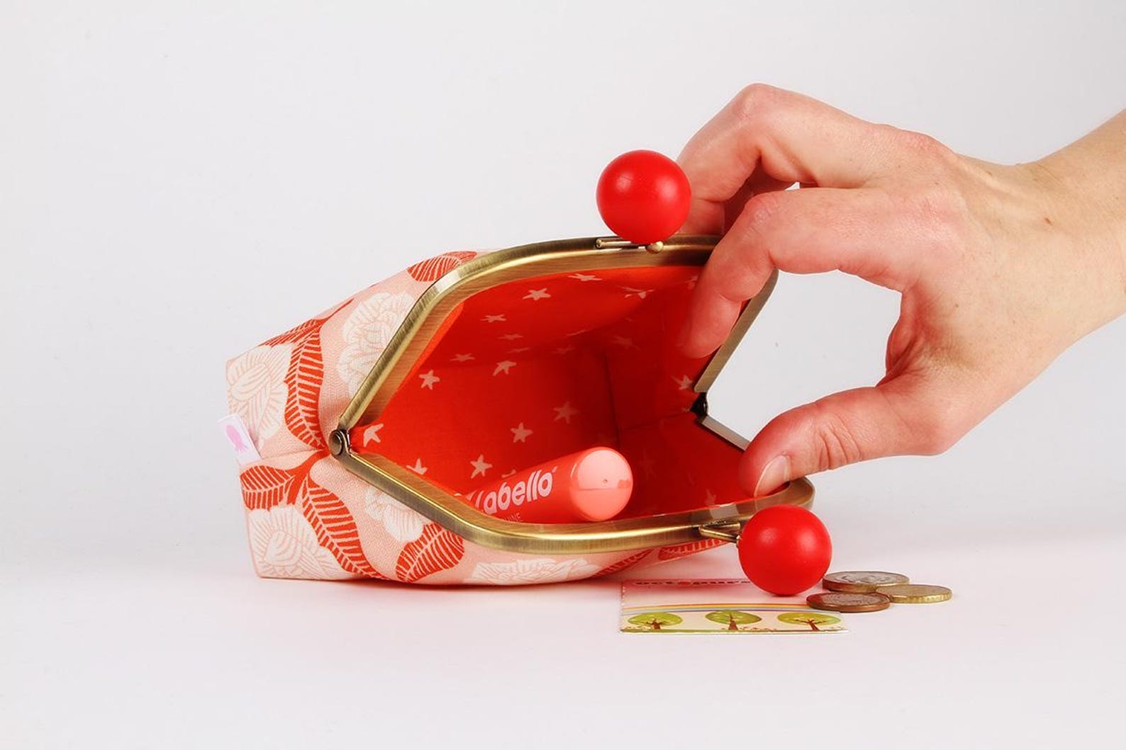 Metal Frame Clutch Bag - Sweet Rose in Red - Color Wooden Bobble Purse ...