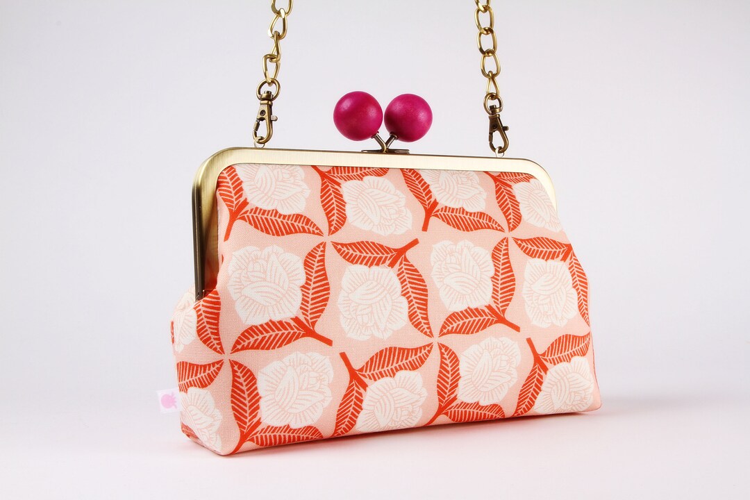 Metal Frame Bag With Shoulder Strap Sweet Rose in Red Little Handbag ...